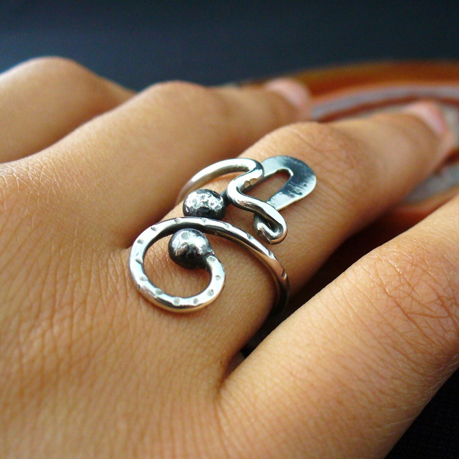 Oxidized Silver Ring Sterling Silver Adjustable Ring 925 | Etsy