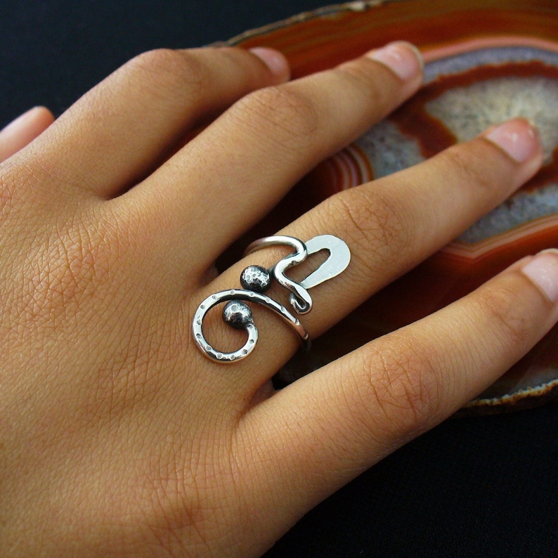 Oxidized Silver Ring Sterling Silver Adjustable Ring 925 | Etsy