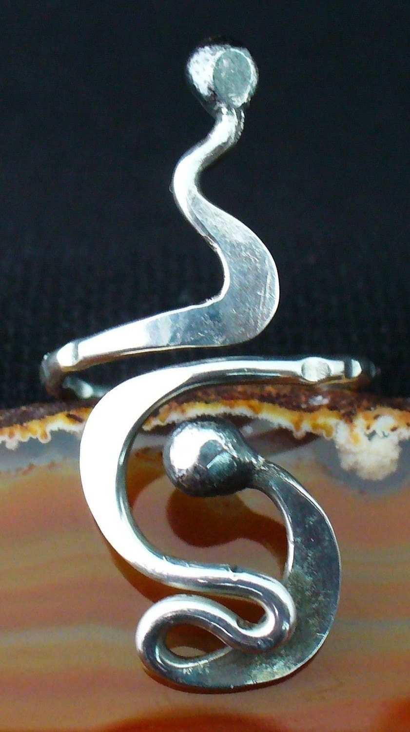 Oxidized Ring Sterling Silver Adjustable Rustic Twisted Wire | Etsy
