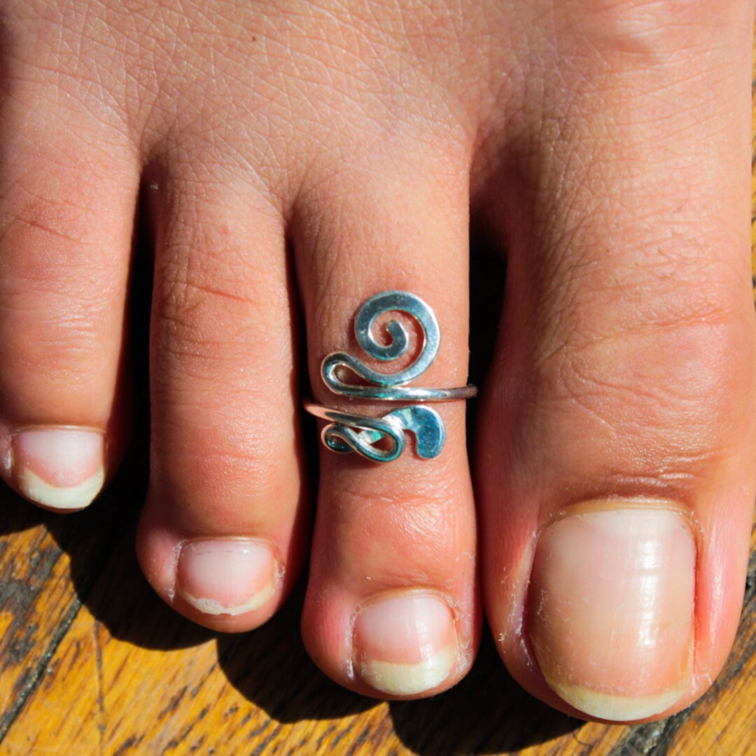 Toe Ring Sterling Silver Adjustable Silver Toe Ring Handmade Pinky Ring ...