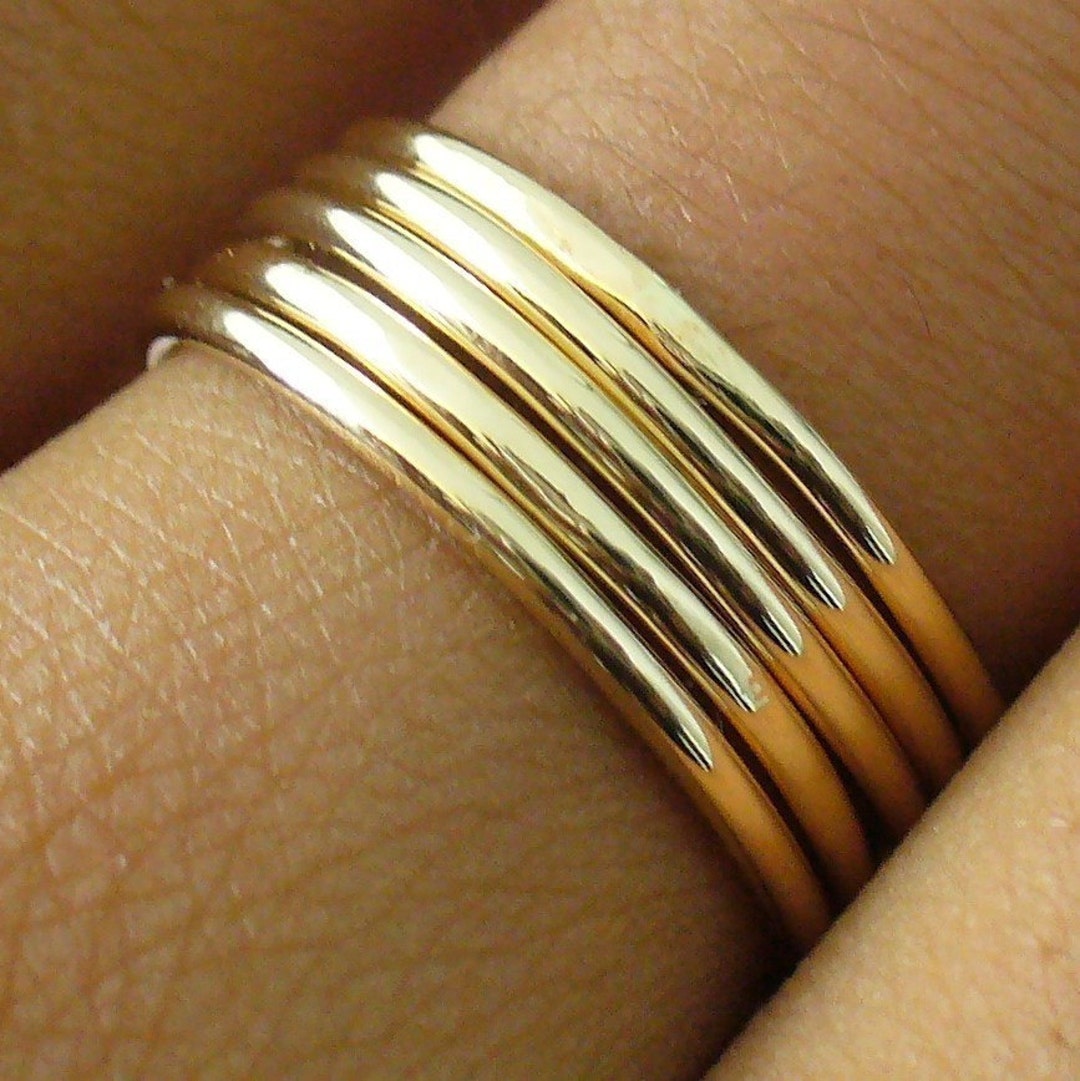 Stack Ring Set 5 Polished Gold Band Stacking Ring Set Mix Sizes in Your ...