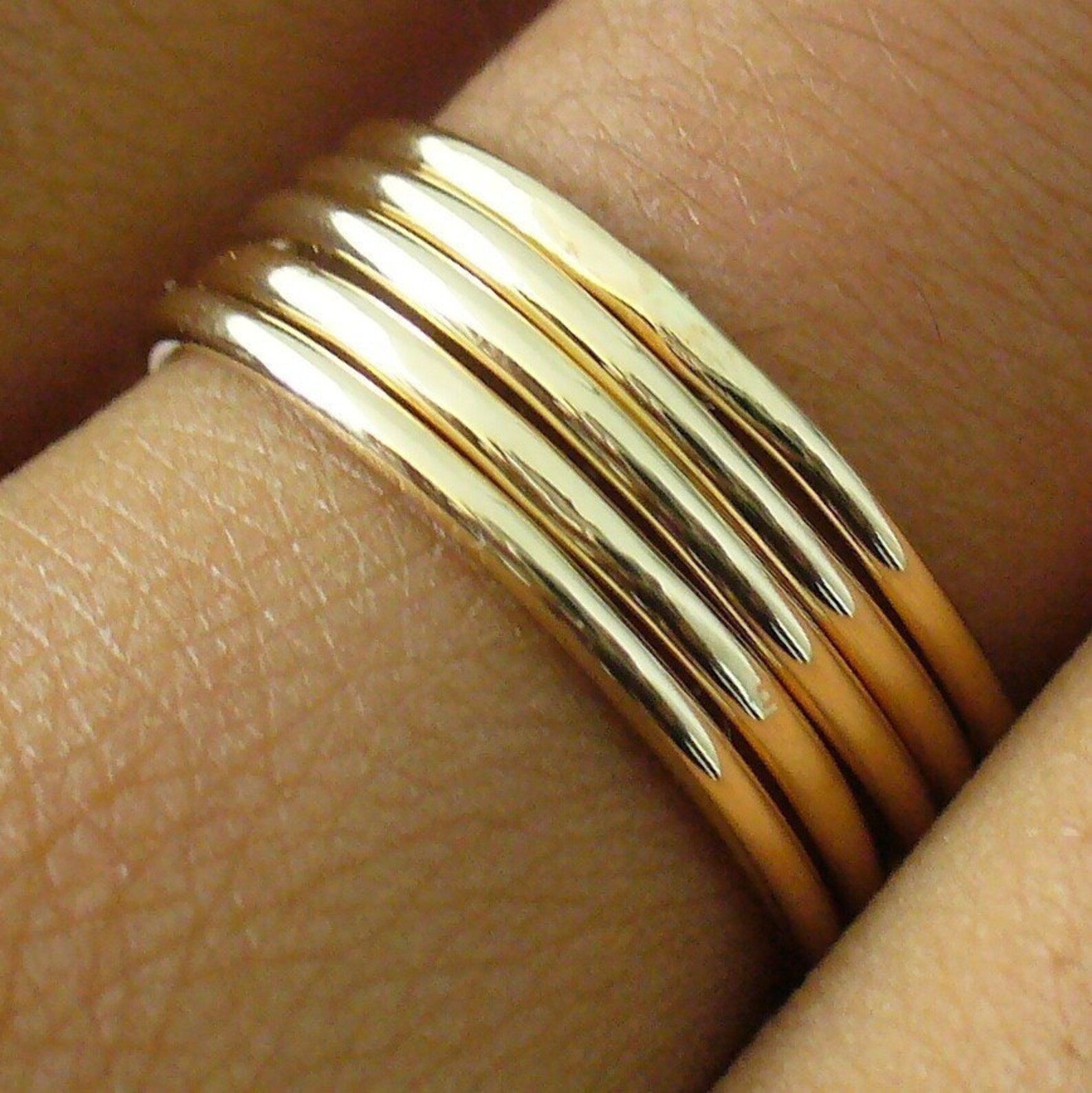 Stack Ring Set 5 Polished Gold Band Stacking Ring Set Mix - Etsy
