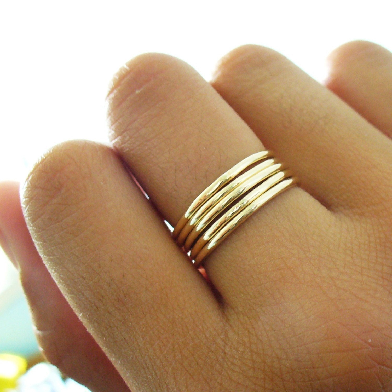 Stack Ring Set 5 Polished Gold Band Stacking Ring Set Mix - Etsy