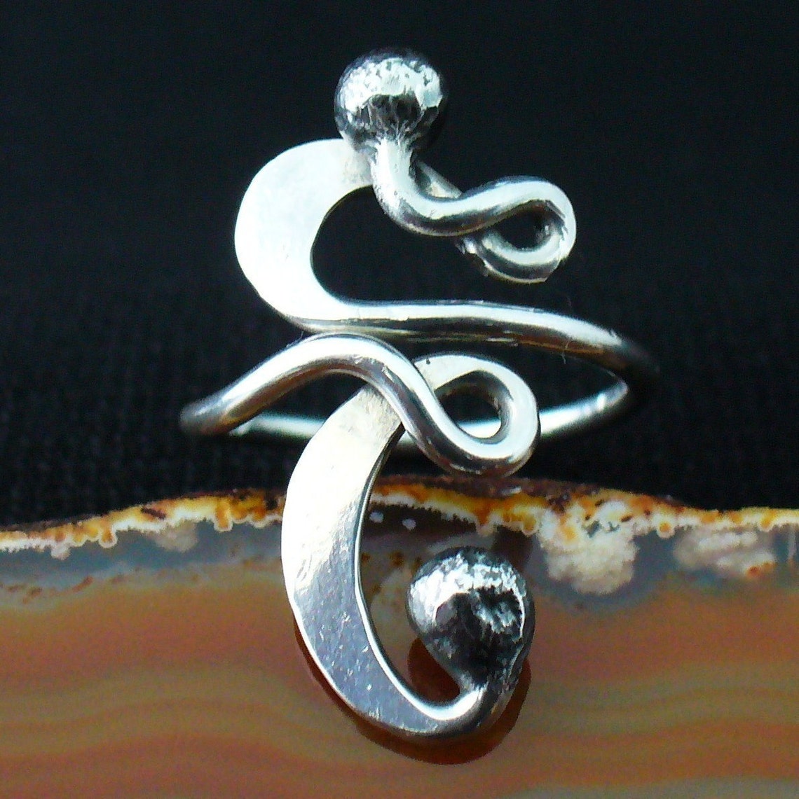 Oxidized Ring Sterling Silver Adjustable Rustic Twisted Wire - Etsy