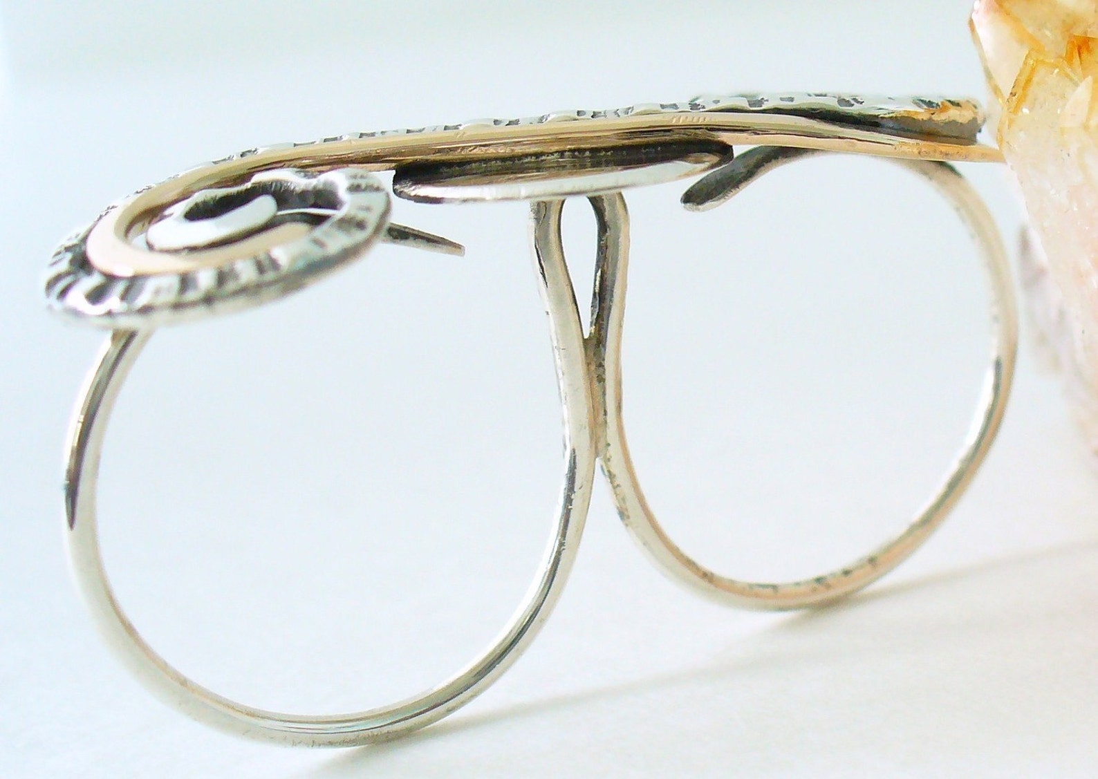 Sterling/gold Two Finger Ring for Women Double Finger Ring 2 - Etsy