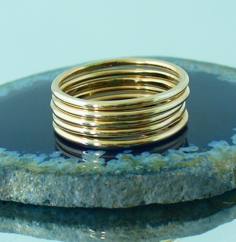 Stack Ring Set 5 Polished Gold Band Stacking Ring Set Mix - Etsy