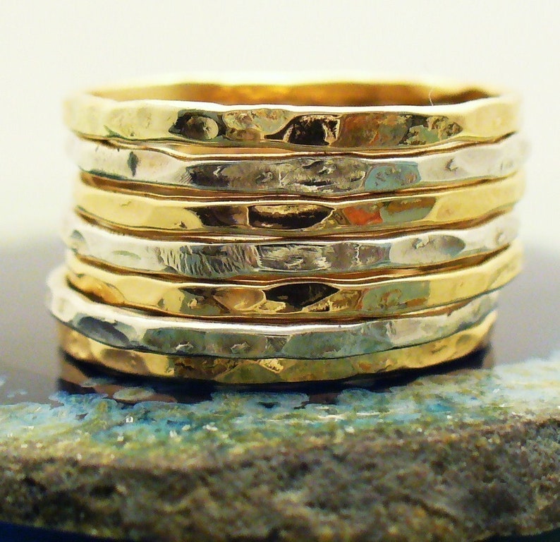 Gold and Silver Ring Set Mixed Metal Rings Gold and Silver | Etsy