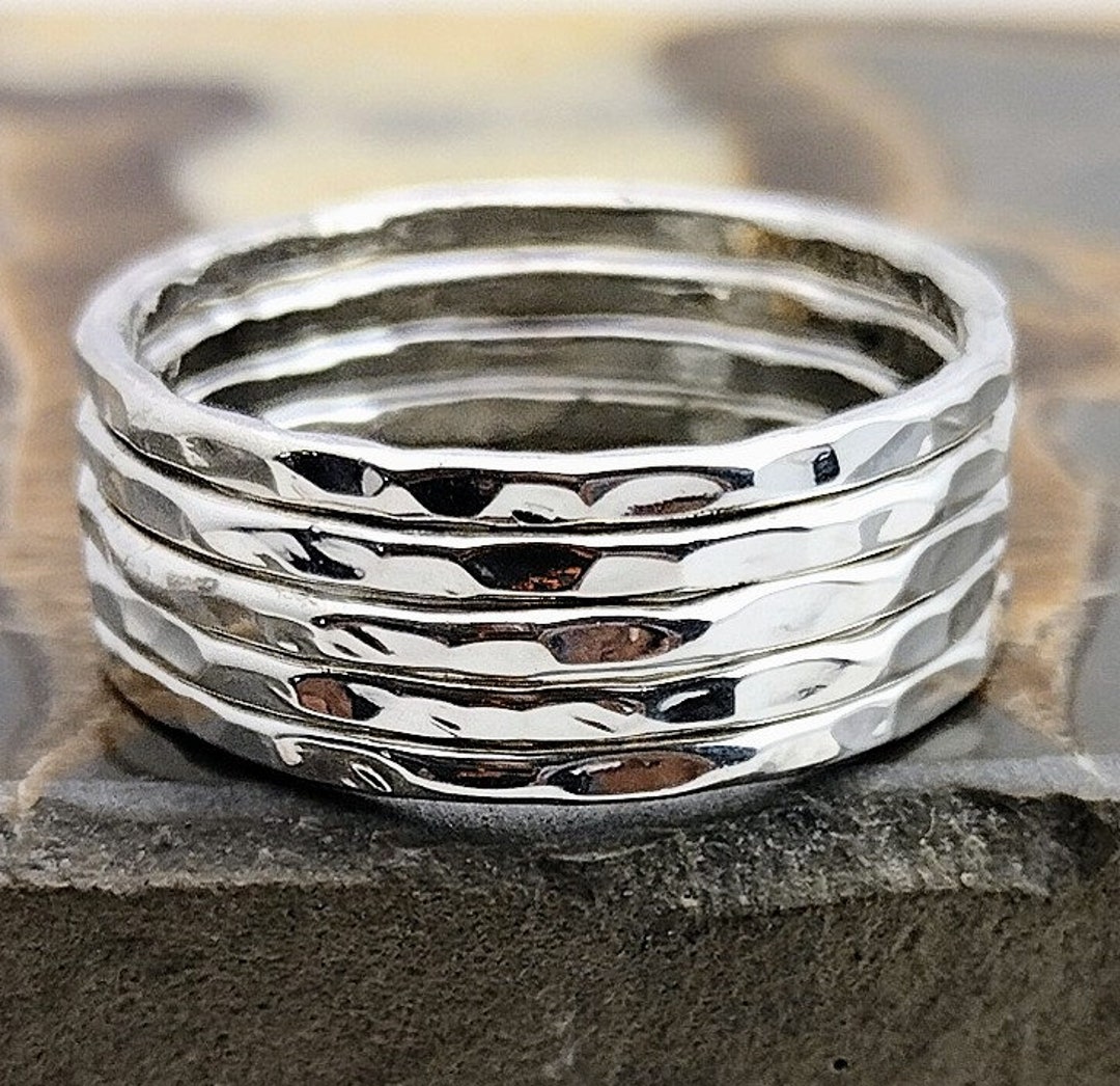 Silver Stack Ring Set - 5 Band Sterling Ring Set Simple Silver Rings ...
