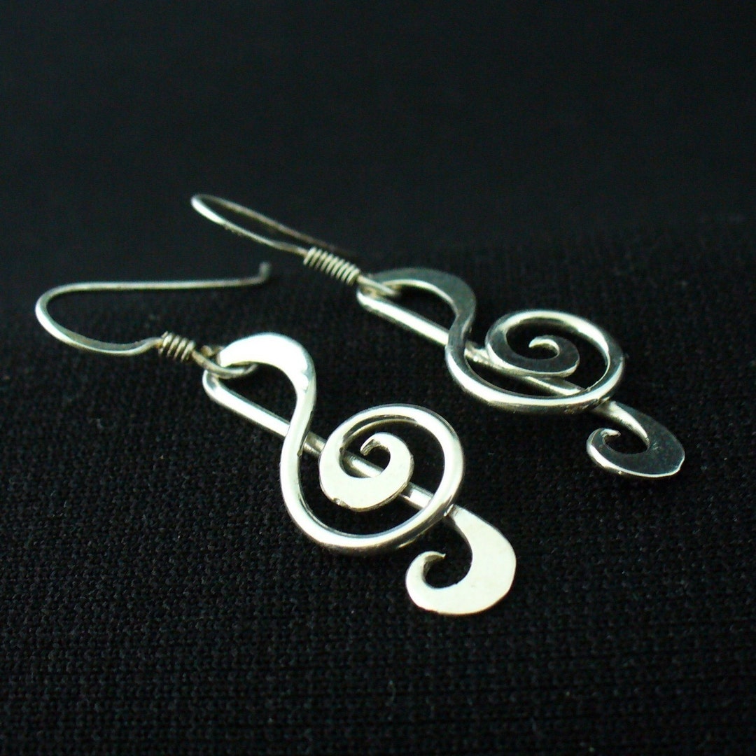 Treble Clef Earrings Musician Gifts Sterling Silver Dangle Earrings ...