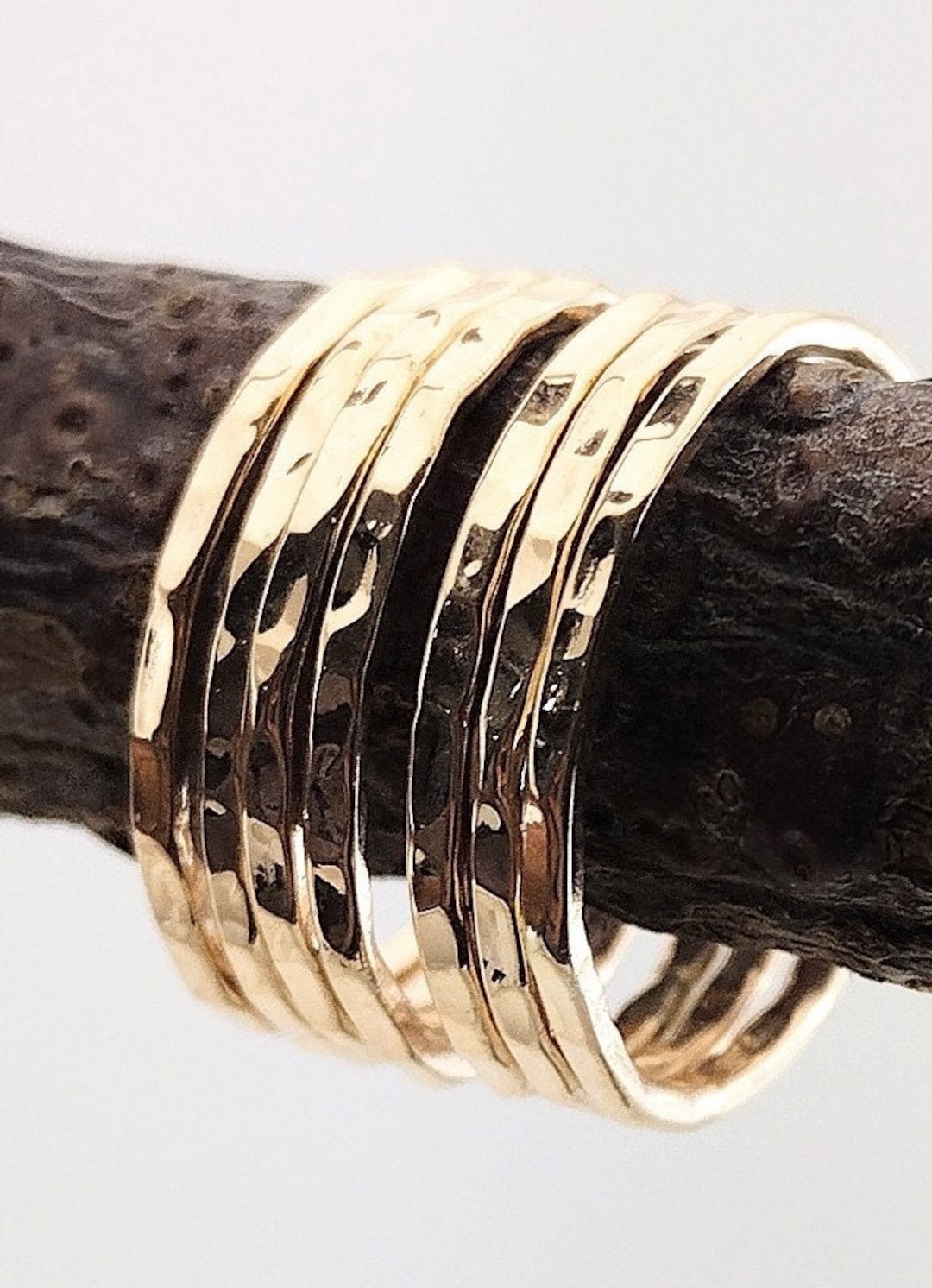 Gold Rings Set of 7,hammered Gold Rings,gold Spinner Ring,gold Thumb ...