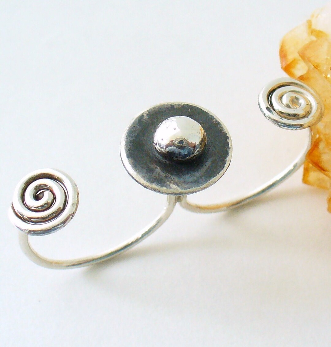 Womens Open Ring Sterling Silver Double Cuff Ring for Women Open Two ...