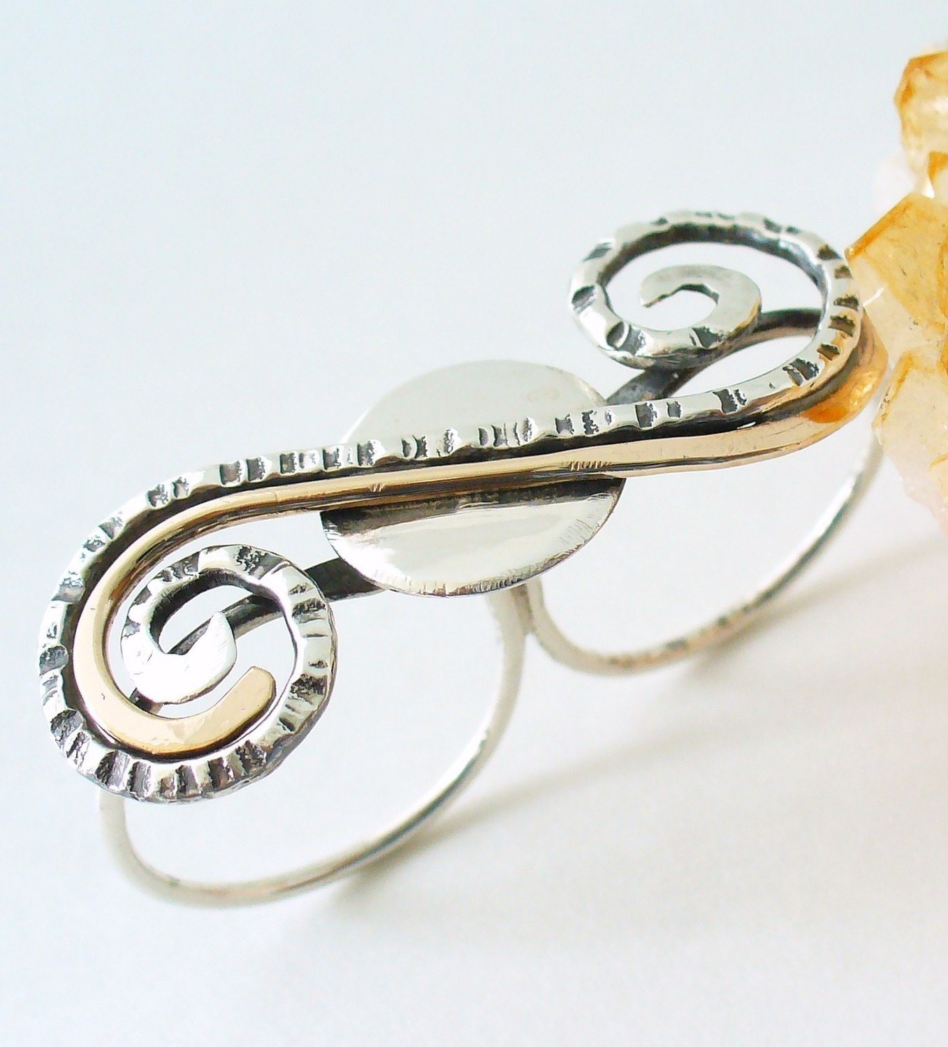 Sterling/Gold Two Finger Ring for Women Double Finger Ring 2 | Etsy