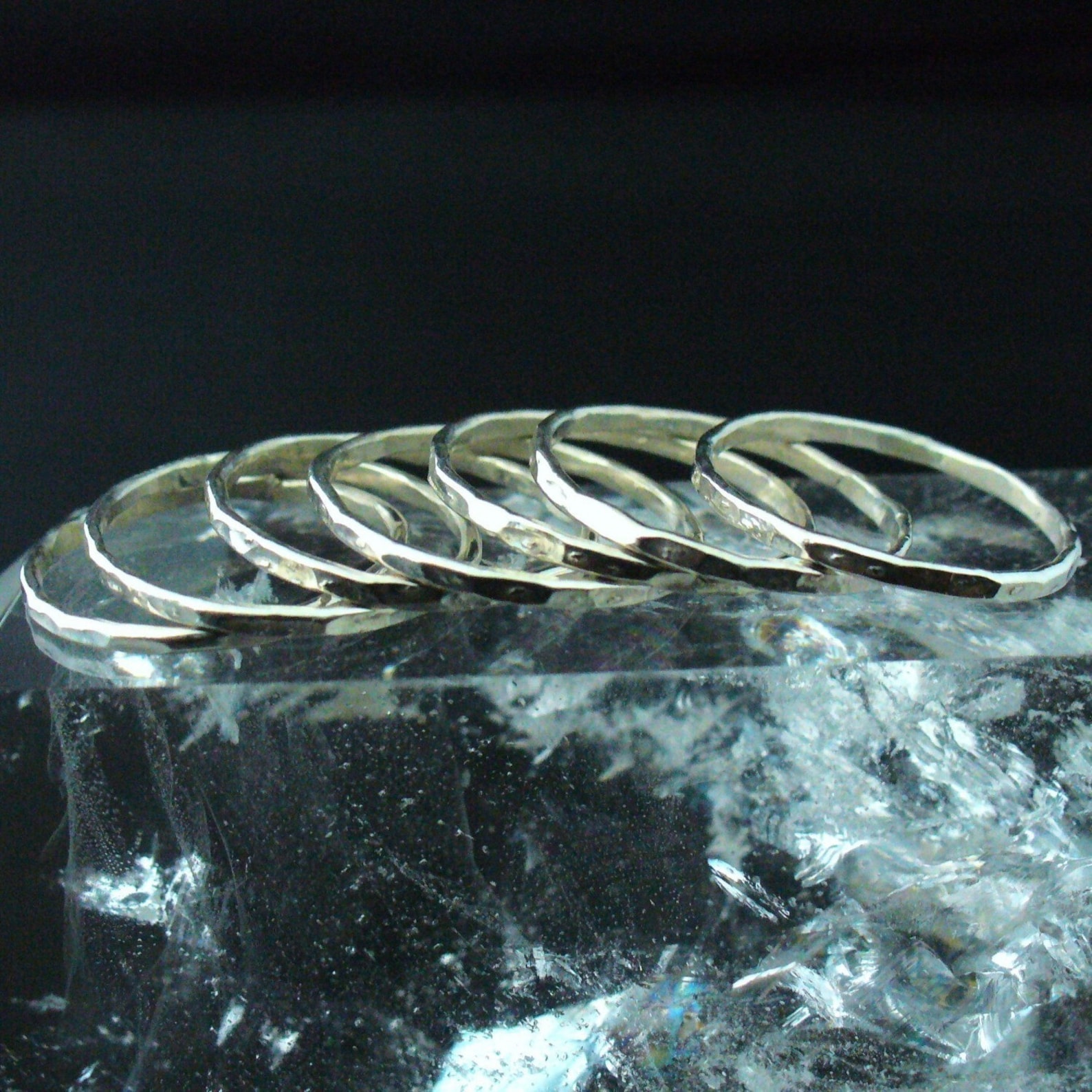 Silver Stacking Ring Hammered Sterling Silver 7 Band Set - Etsy