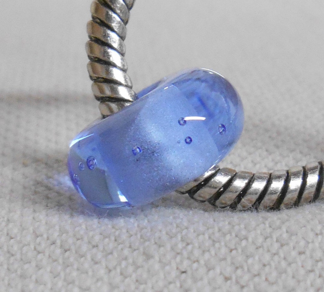 Transparent Light Blue Color Bubble Bead Handmade Large Hole Lampwork ...