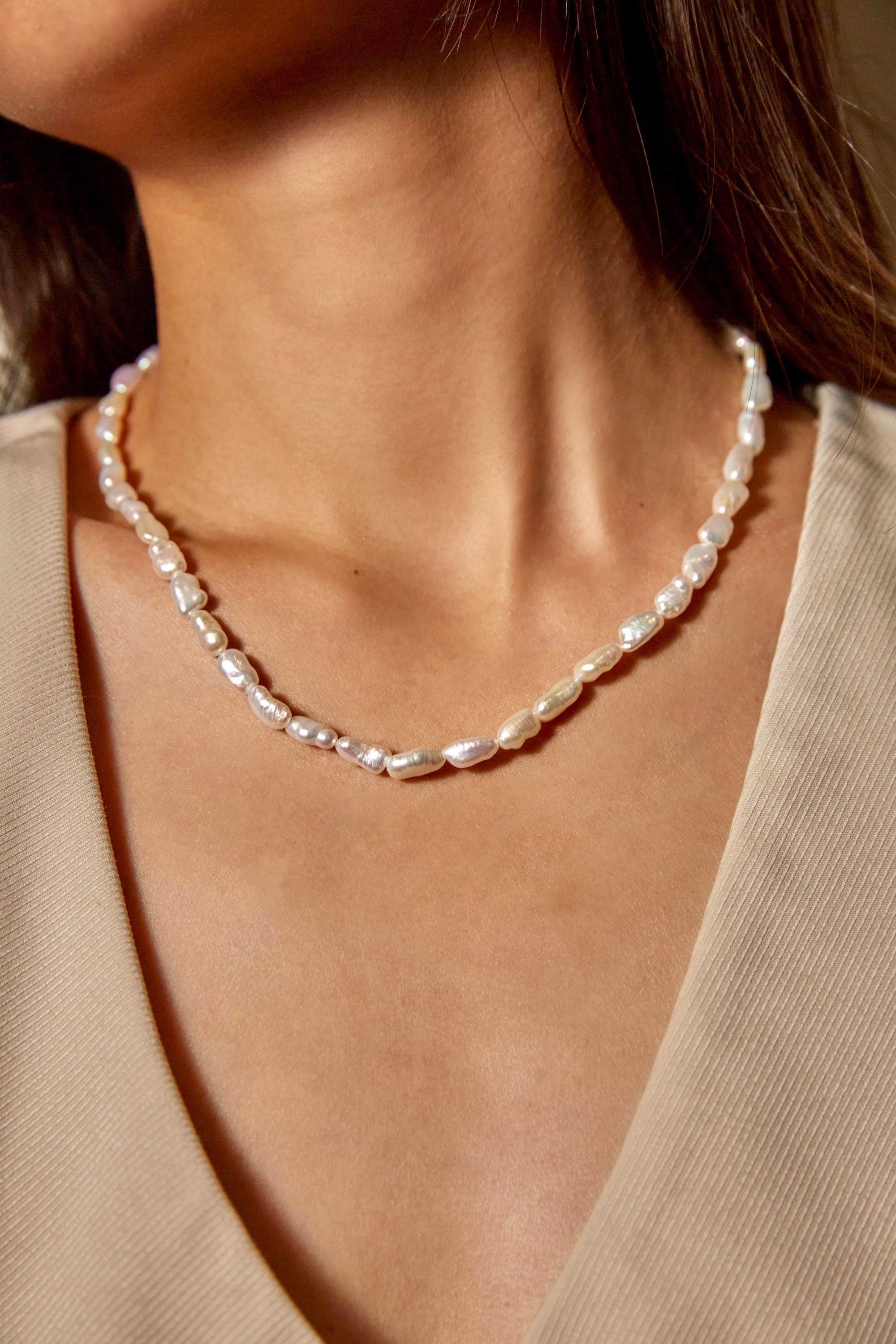 Natural Baroque Pearl Necklace, Irregular Freshwater Pearl Choker ...