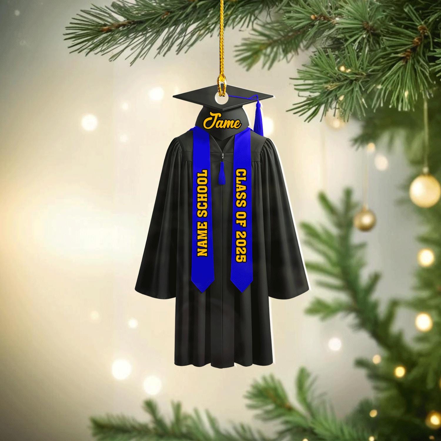 Custom Graduation Gown Ornament With School Name, Graduation Ornament ...