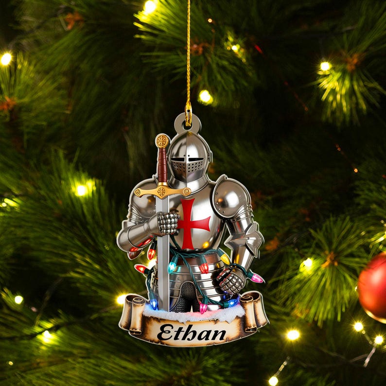 Personalized Medieval Knight Armor FLAT Ornament, Historical Warrior ...