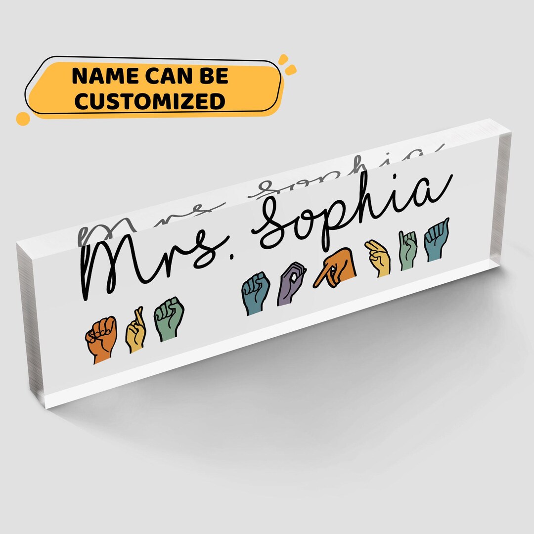 Custom ASL American Sign Language Desk Sign, Deaf Community, ASL ...