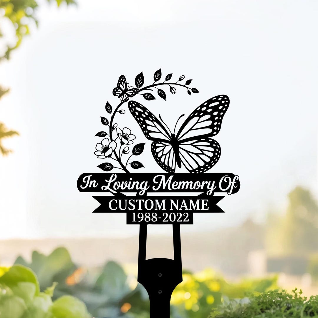 Personalized Butterfly Memorial Garden Stake, Loss of Loved One - Etsy