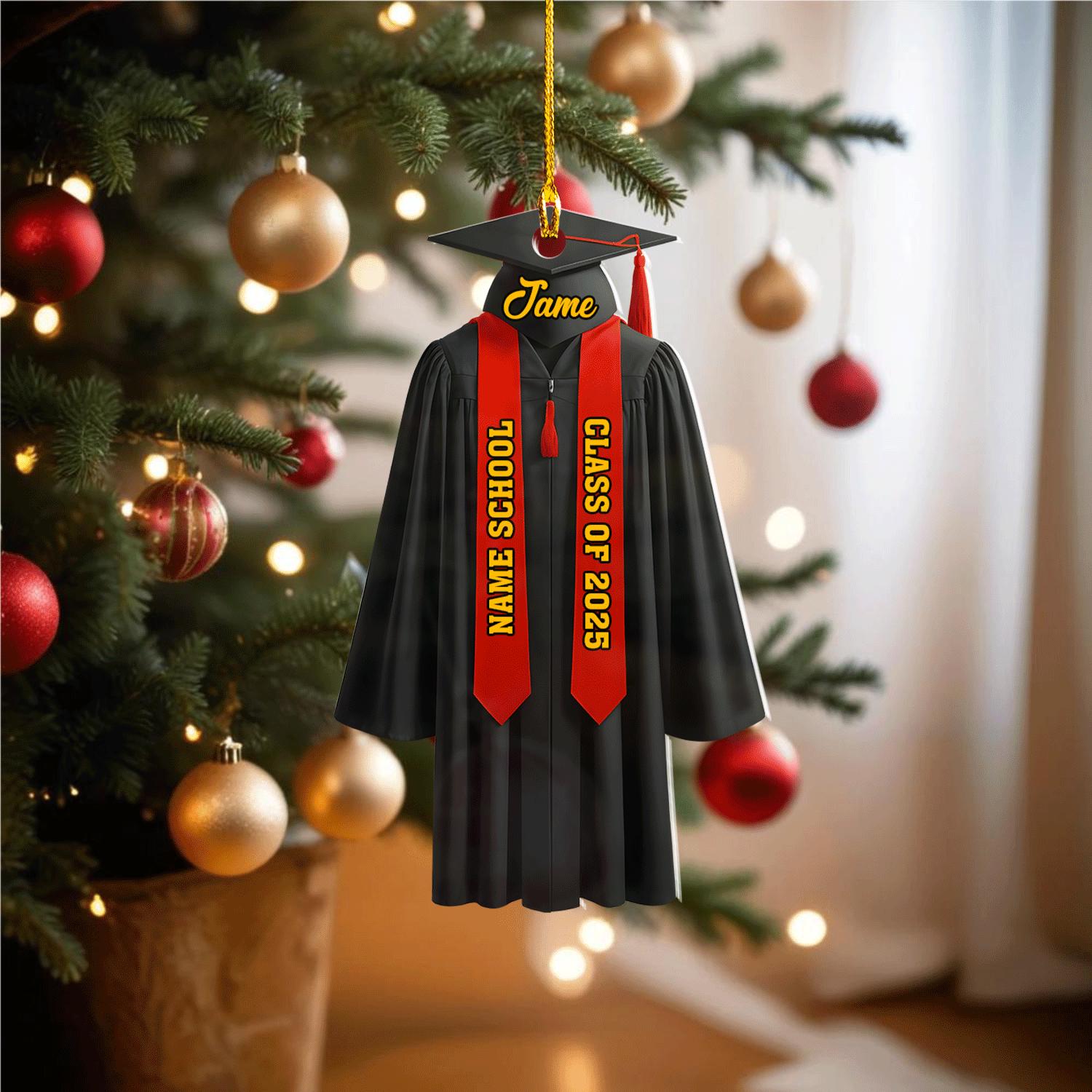 Custom Graduation Gown Ornament With School Name, Graduation Ornament ...
