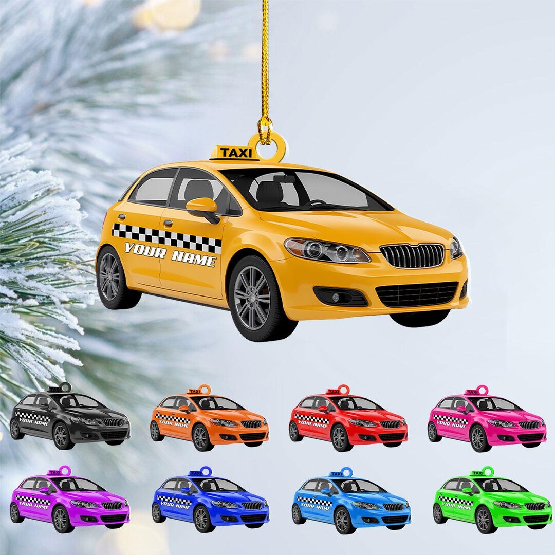 Custom Taxi Cab Ornament, Personalized Taxi Christmas Ornament, Yellow ...
