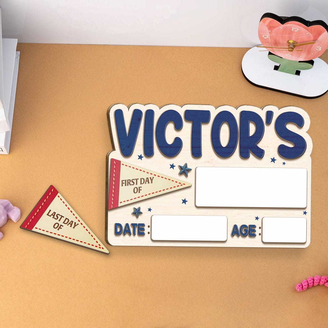 Pennant Flag First Day of School Sign, Custom 1st Day of School Sign ...