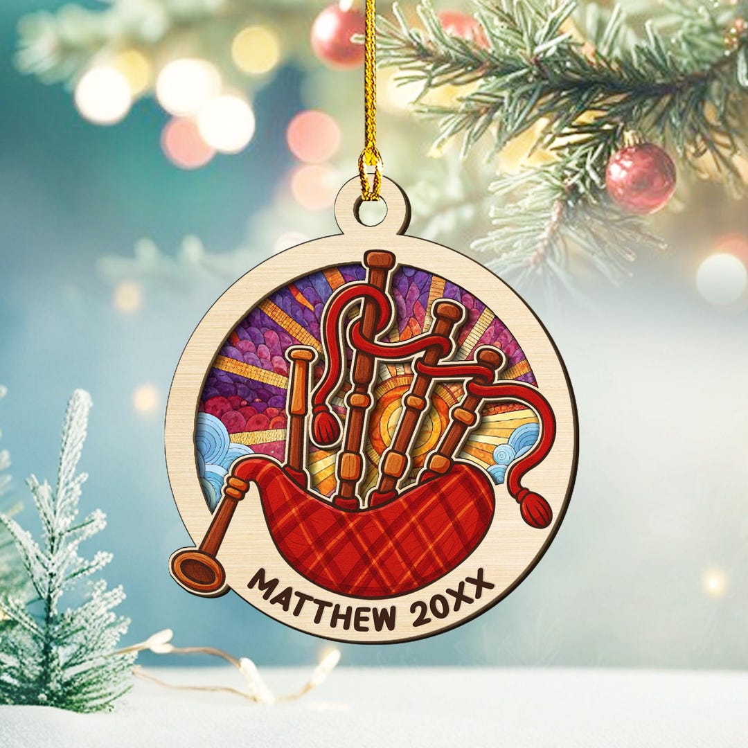 Personalized Bagpipe Ornament: Custom Scottish Christmas Decor, Wood ...