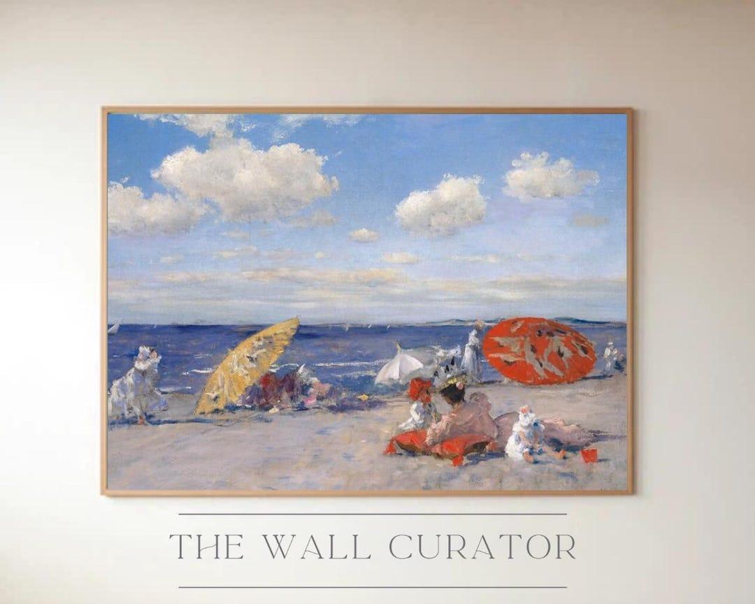 Vintage Beach Scene Print – Colorful Vintage Coastal Art – Seaside ...