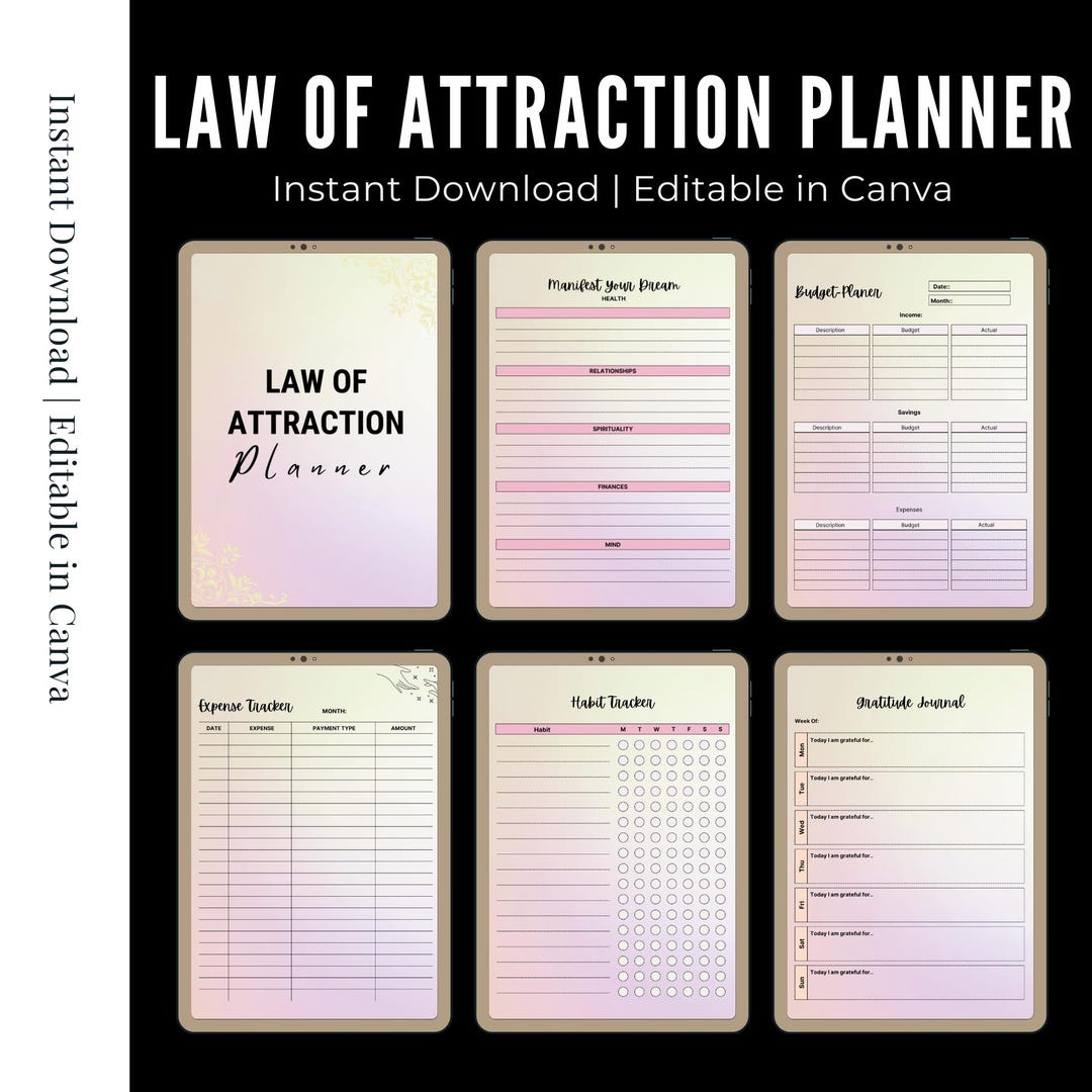 Law of Attraction Planner | Manifestation Gratitude Journal | Vision ...