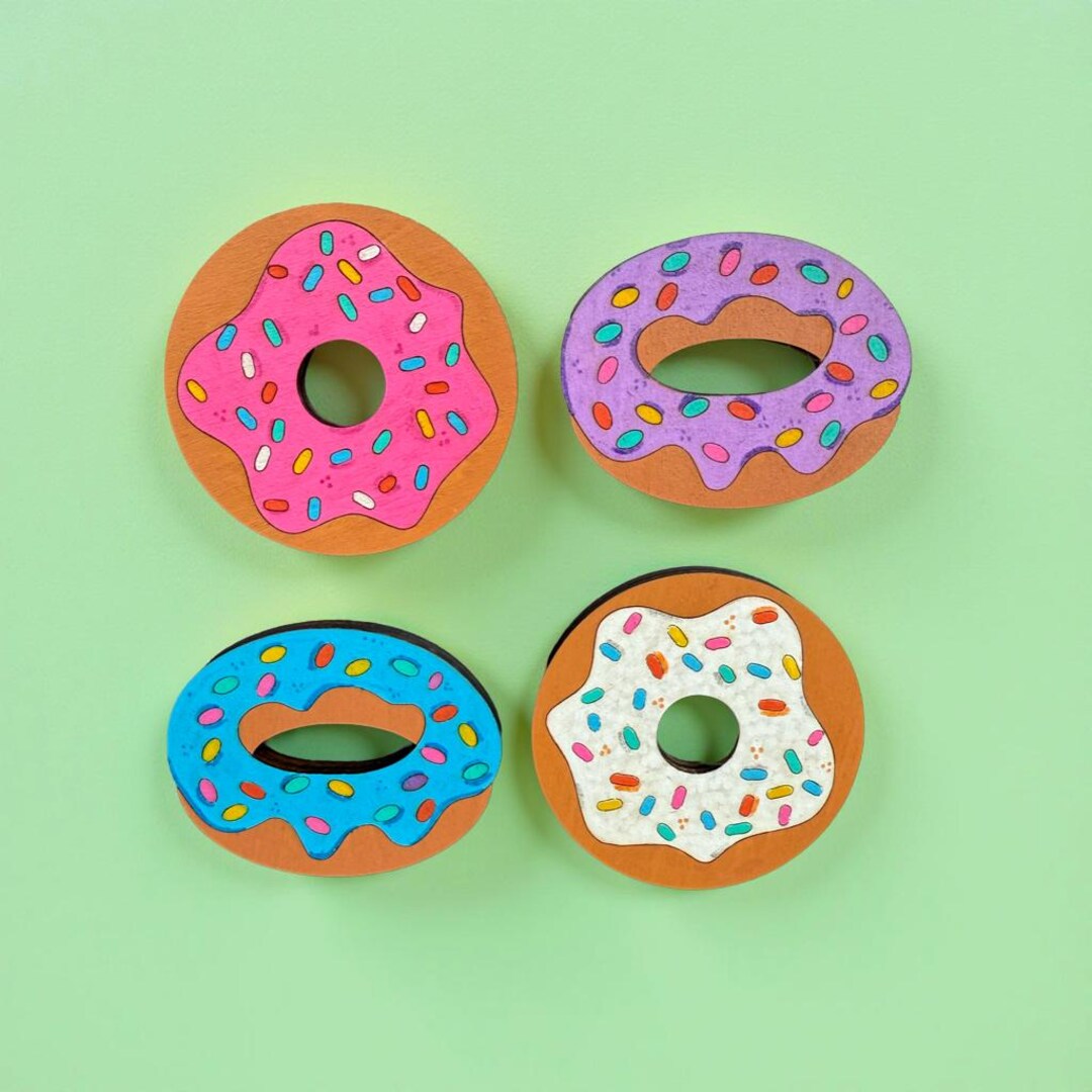 Colorful Donut Magnets - Set of 4 - Playful Fridge Decor - Etsy