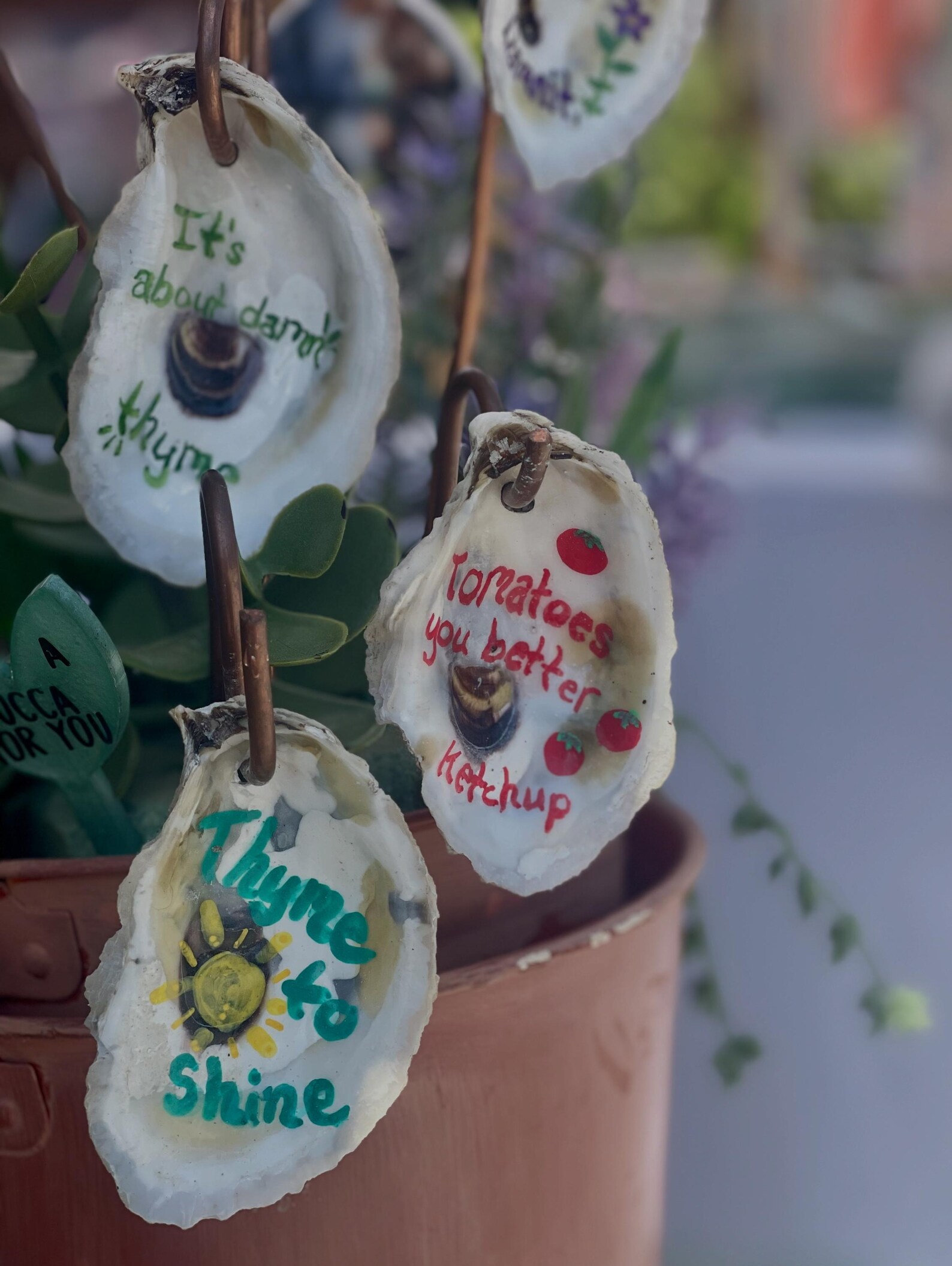 Custom Oyster Shell Plant Labels | Hand-painted Garden Markers ...