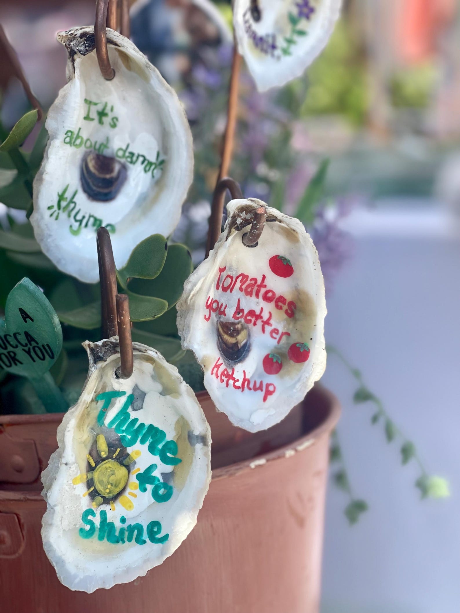 Custom Oyster Shell Plant Labels | Hand-painted Garden Markers ...