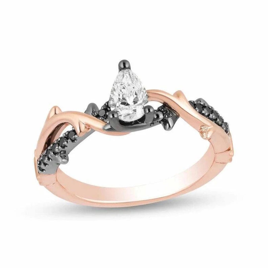 Enchanted Disney Aurora Pear Shaped Diamond Engagement Ring Rose ...