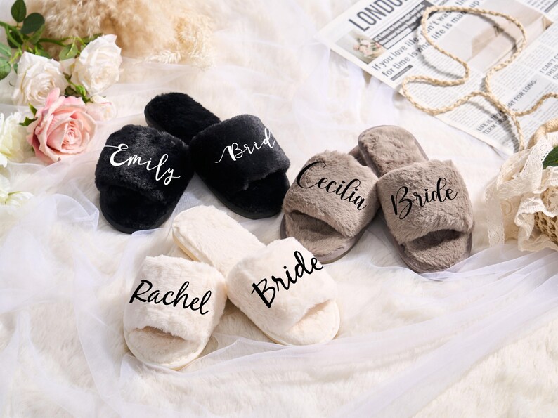 Custom Bride Slippers Bridesmaid Gifts Bridesmaid Slippers Personalized ...