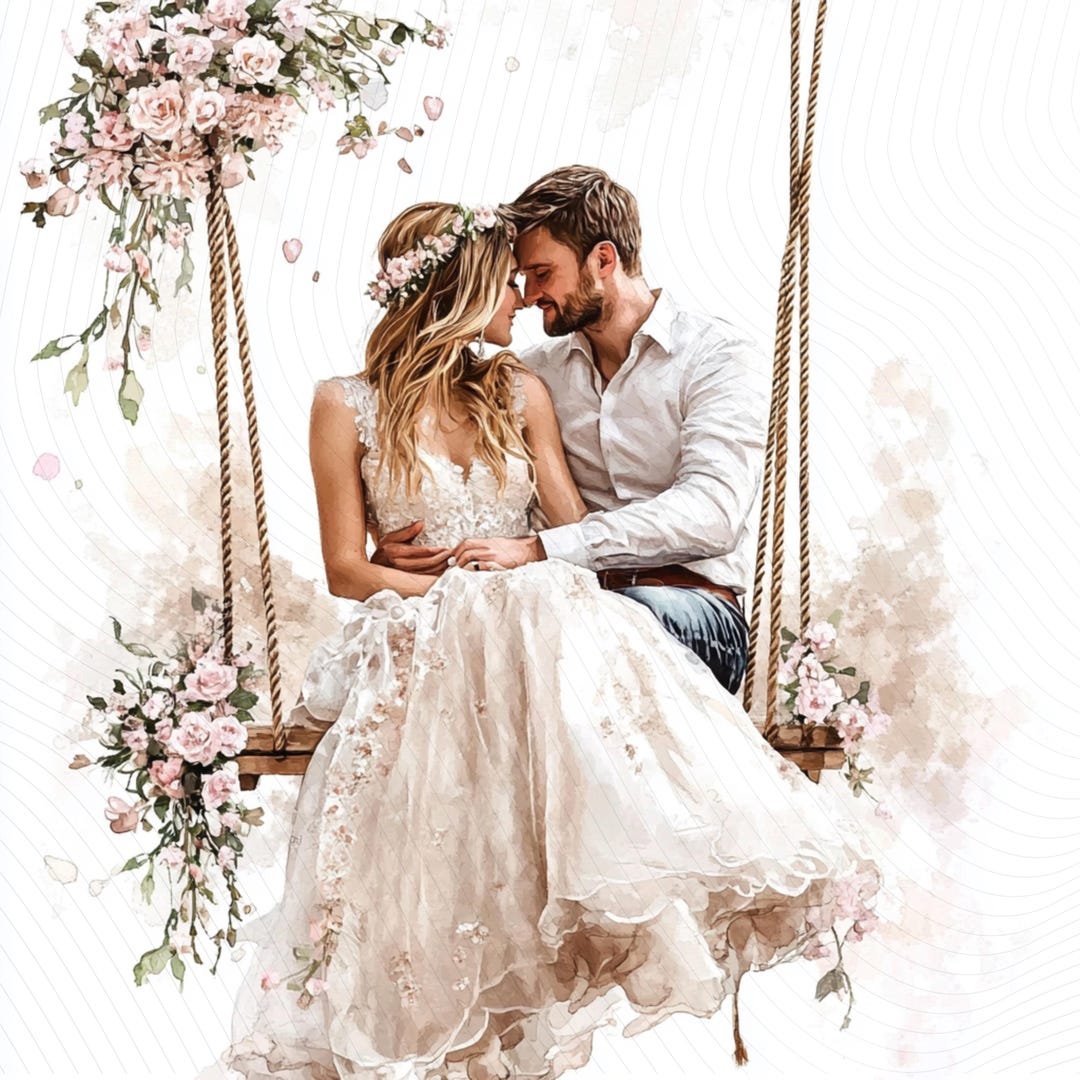 Bride and Groom Clipart, Wedding Clipart, Romantic Wedding Day, Junk ...
