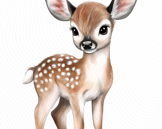 Watercolor Kawaii Fawn Clipart Bundle Commercial Use, Cute Deer ...