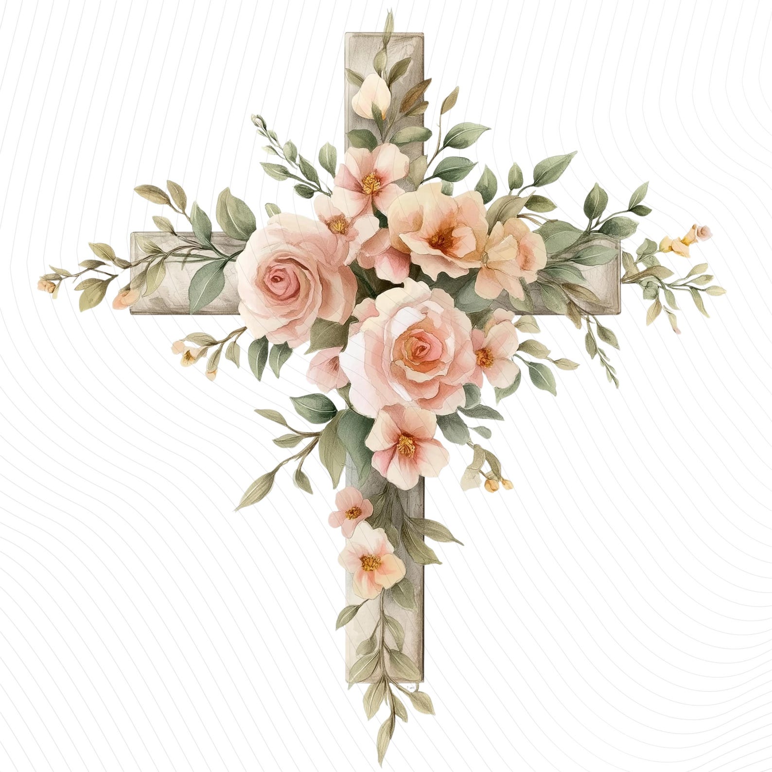 Pastel Boho Floral Cross Clipart, Watercolor Cross Clipart, Printable ...