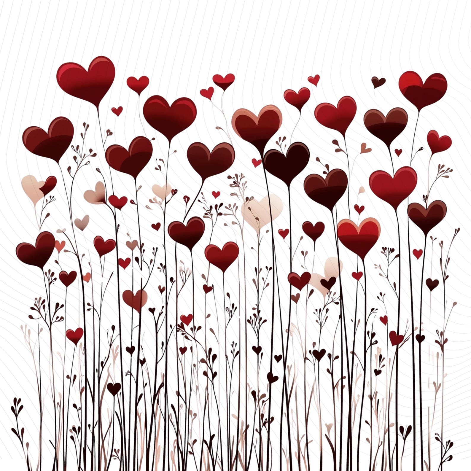 Valentines Day Hearts Clipart, Field of Hearts Clipart, Printable ...