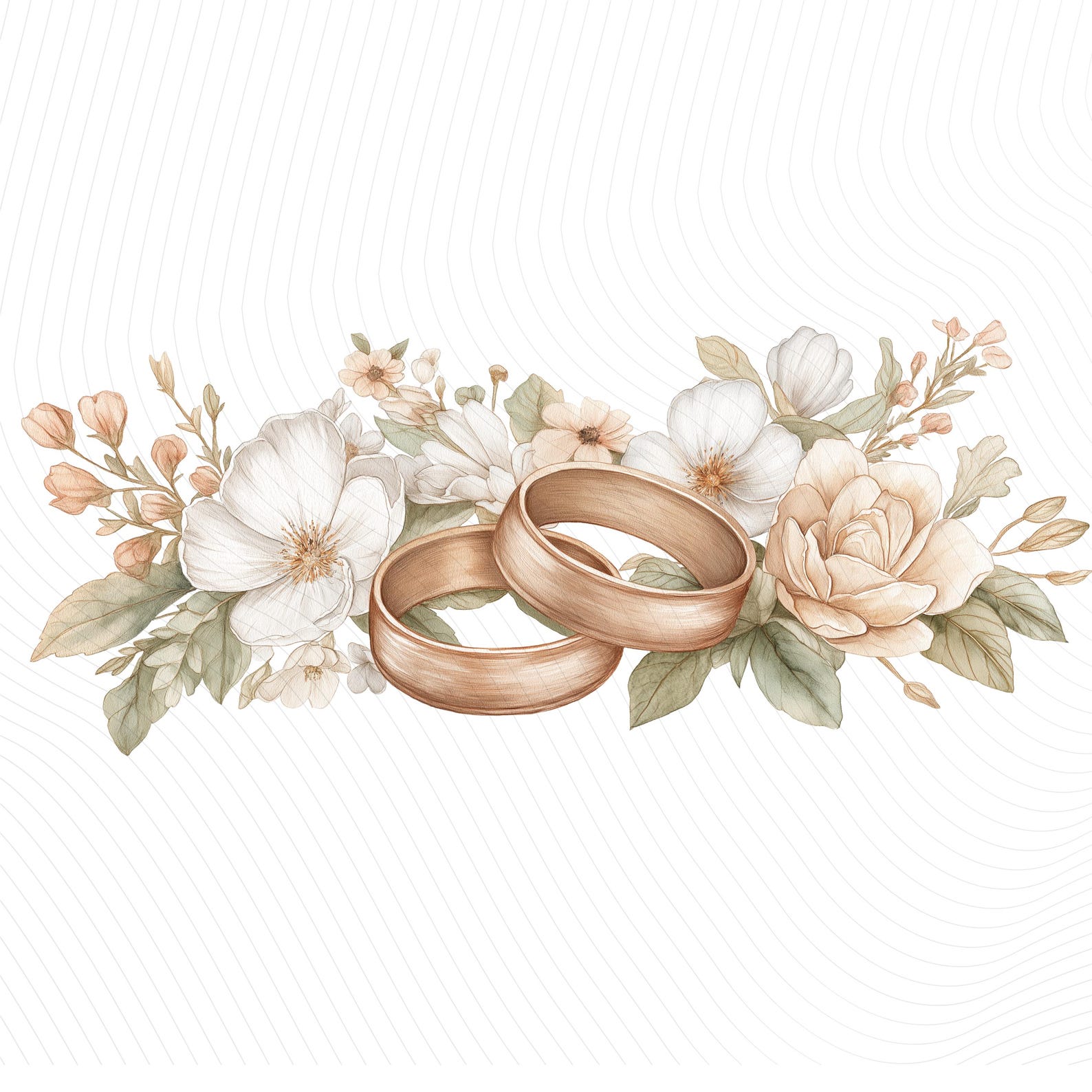 Floral Gold Wedding Rings Clipart: Watercolor Pngs (digital Download ...