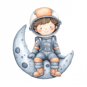 Space Watercolor Clipart for Nursery Decor, Cute Astronaut & Planets ...
