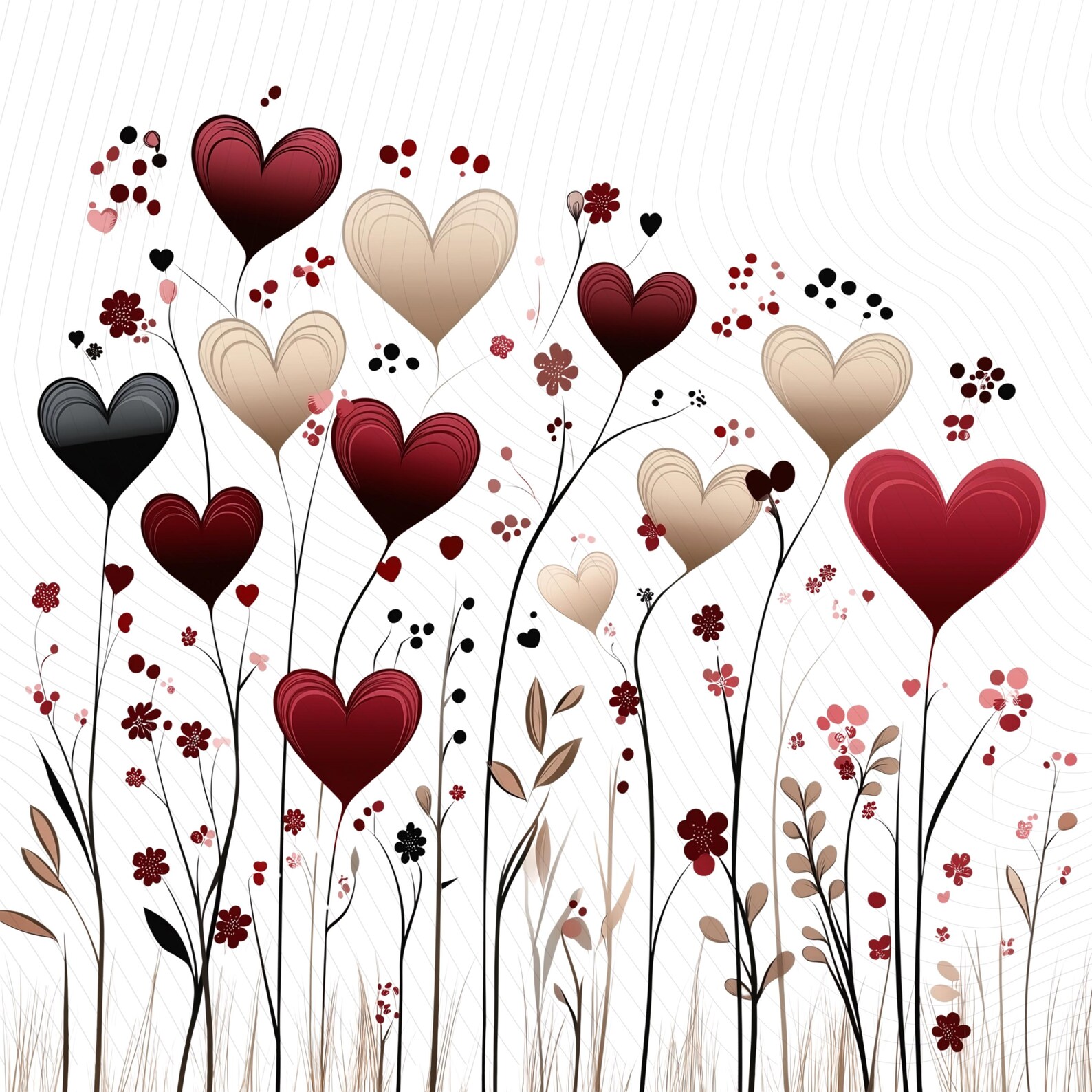 Valentines Day Hearts Clipart, Field of Hearts Clipart, Printable ...