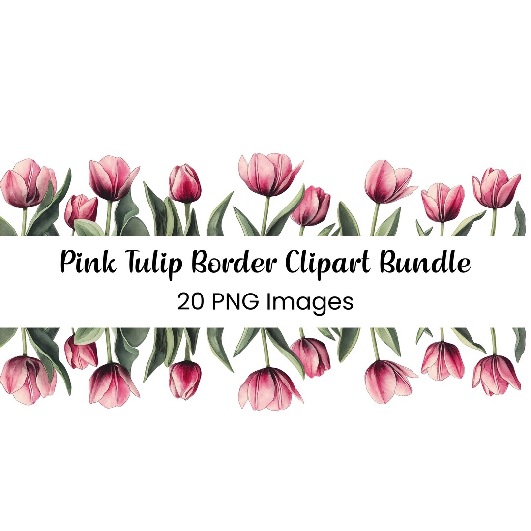 Spring Flower Border Clipart, Pink Tulip Borders, Easter Flowers ...