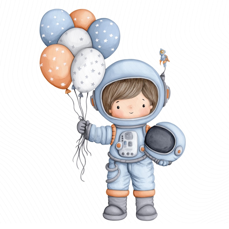 Space Watercolor Clipart for Nursery Decor, Cute Astronaut & Planets ...
