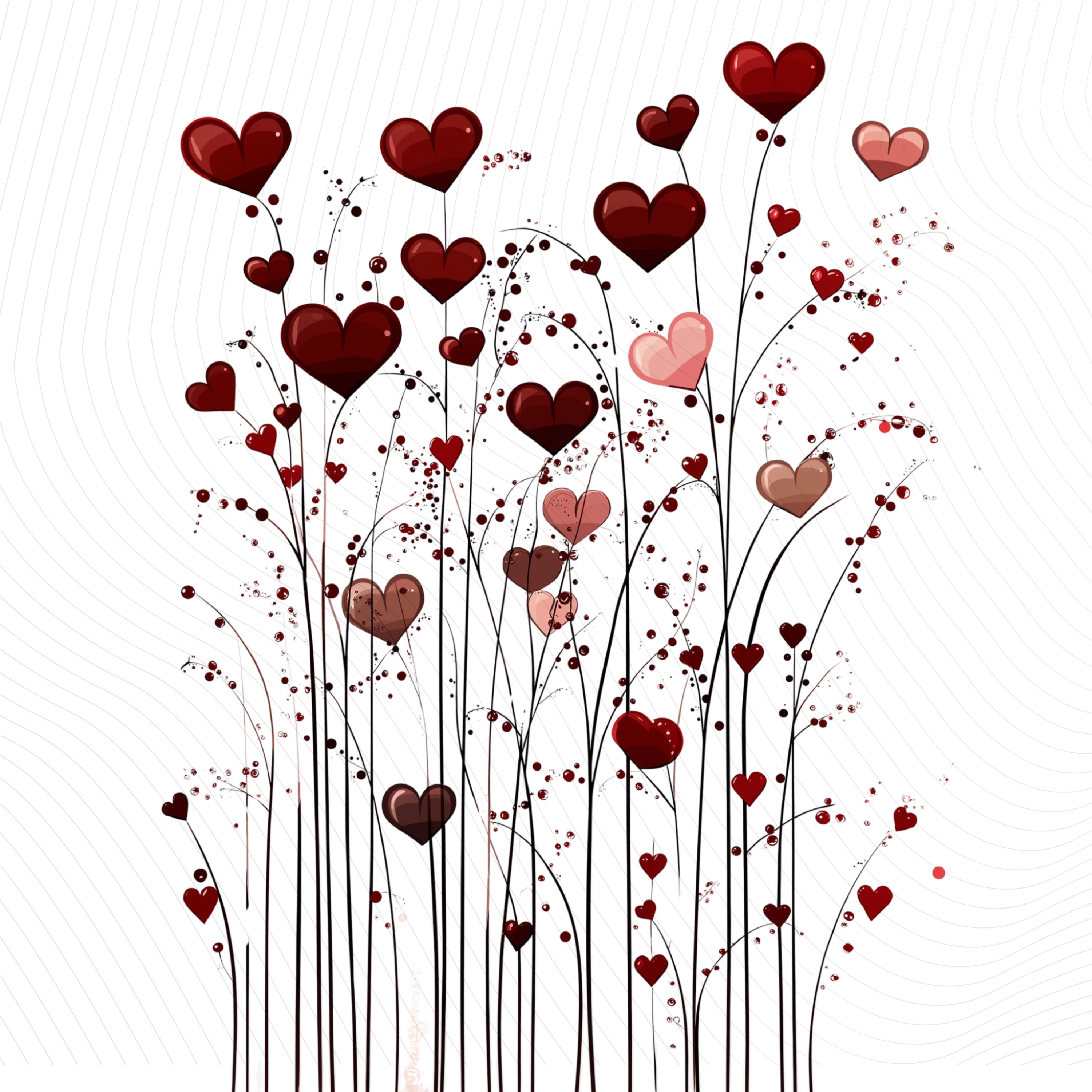 Valentines Day Hearts Clipart, Field of Hearts Clipart, Printable ...