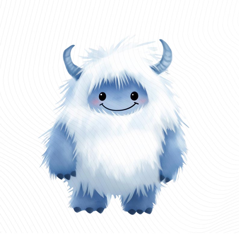 Baby Yeti Clipart Bundle, Watercolor Monster PNG, Printable Watercolor ...