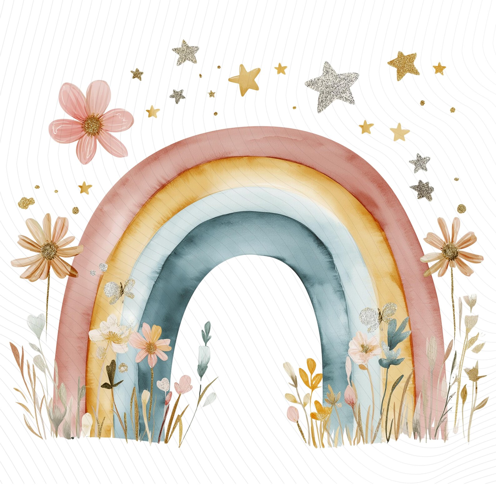 Boho Pastel Rainbow Clipart, Kids Nursery Rainbow Clipart, Digital ...