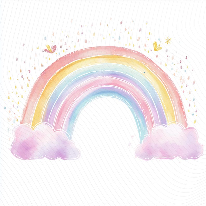 Pastel Rainbow Clipart, Nursery Rainbow Clipart, Printable Watercolor ...