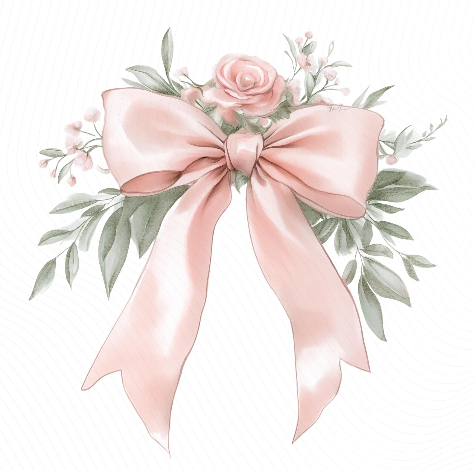 Pink Coquette Ribbon Bow Watercolor Clipart: Floral PNG (digital ...