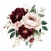 Watercolor Burgundy Floral Bouquet, Burgundy Flowers, Floral Borders ...