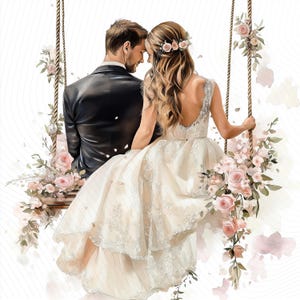 Bride and Groom Clipart, Wedding Clipart, Romantic Wedding Day, Junk ...